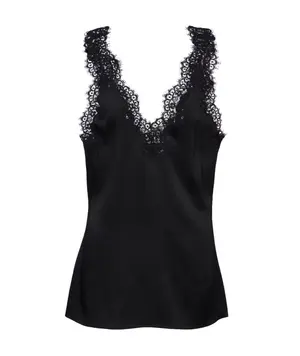 Stella McCartney Lace-trimmed Satin Top - Black
