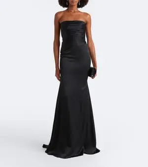 Alex Perry Draped Strapless Crêpe Satin Gown