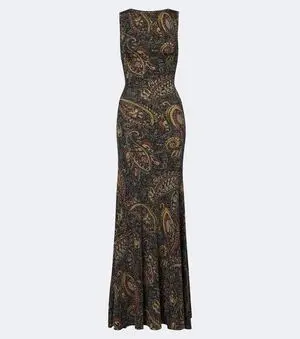 Etro Printed Ribbed-knit Maxi Dress - Multicoloured