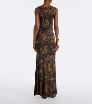 Etro Printed Ribbed-knit Maxi Dress