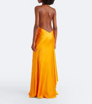 Alex Perry Asymmetric Silk Satin Gown