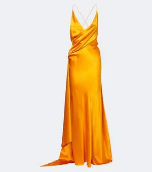 Alex Perry Asymmetrical Silk Gown - Orange