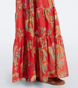 Etro Printed Tie Cotton Maxi Dress