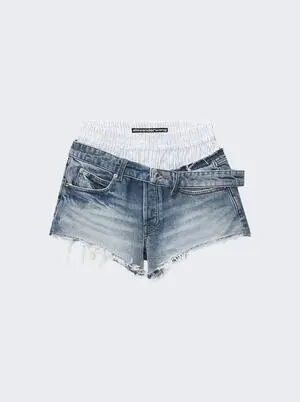 Alexander Wang Denim Shorts With Layered Boxer Detail