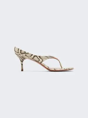 Amina Muaddi Alexandra Thong Slipper Sandal Snake Printed Leather - Natural