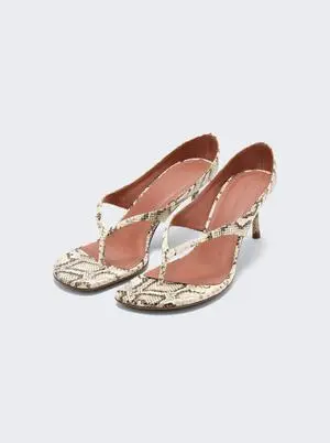 Amina Muaddi Alexandra Thong Slipper Sandal Snake Printed Leather