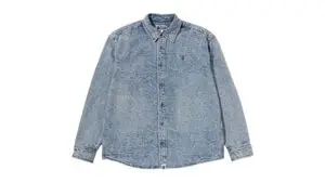 A BATHING APE One Point Line Camo Jacquard Long Sleeve Shirt - Denim