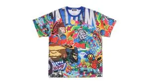 A BATHING APE Overall Print Cropped Fit T-shirt