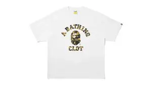 A BATHING APE X Clot Camo College Relaxed Fit Tee Shirt - White