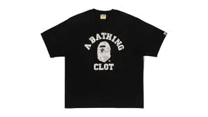 A BATHING APE X Clot Camo College Relaxed Fit Tee Shirt - Black