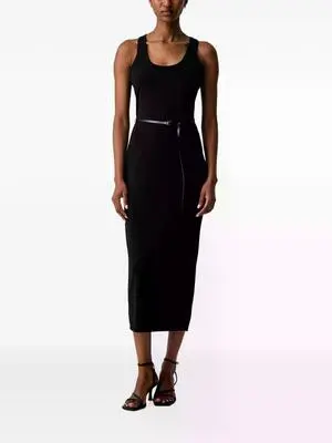 Michael Kors Belted Racerback Dress - Black