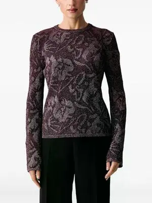 Liu Jo Floral-jacquard Lamé Sweater - Purple