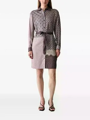 Liu Jo Geometric Print Lace-trim Shirt Dress