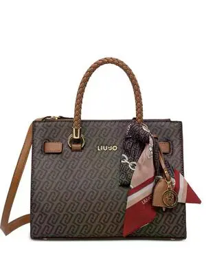 Liu Jo Monogram-pattern Scarf-detail Tote Bag - Brown
