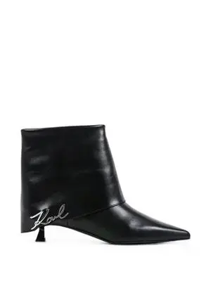 Karl Lagerfeld Logo-plaque Pointed-toe Ankle Boots - Black