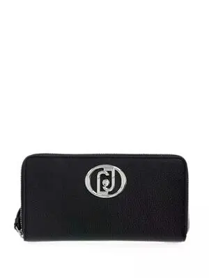 Liu Jo Logo-plaque Pebbled-effect Wallet - Black