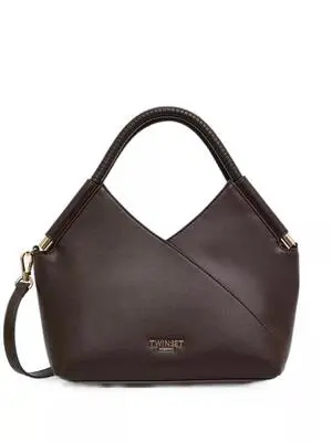 TWINSET Wrapped-detail Logo-plaque Tote Bag - Brown