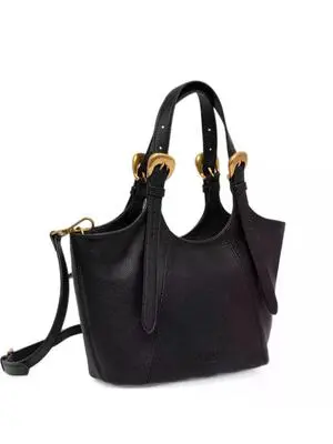 TWINSET Buckle-detail Pebbled Tote Bag - Black
