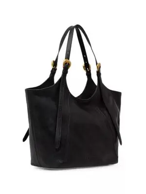 TWINSET Buckle-detail Pebbled Tote Bag - Black