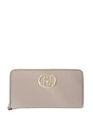 Liu Jo Logo-plaque Pebbled-effect Wallet - Neutrals