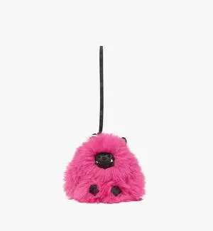Mcm Faux Fur & Visetos Monogram Dog Charm - Pink