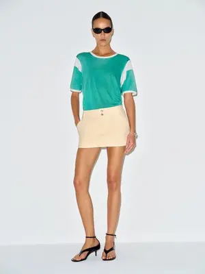 REFORMATION Tanya Low Rise Denim Mini Skirt - Natural