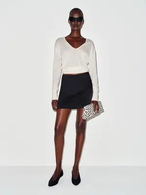 REFORMATION Alexa Satin Skirt - Black