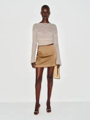 REFORMATION Alexa Satin Skirt - Natural
