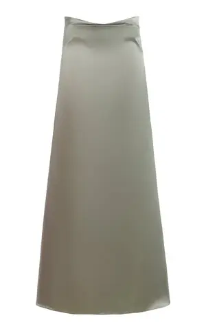 SEV Strapless A-line Satin Midi Dress - Green