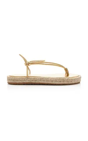 GIANVITO ROSSI Metallic Leather Espadrille Sandals - Brown