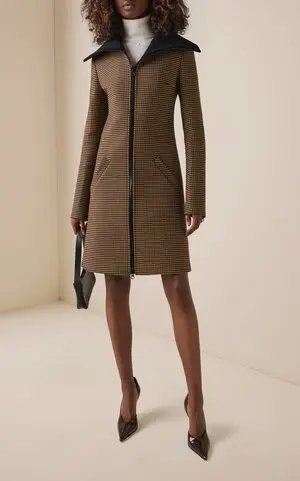COURREGES High-collar Houndstooth Tailored Coat