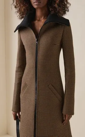COURREGES High-collar Houndstooth Tailored Coat