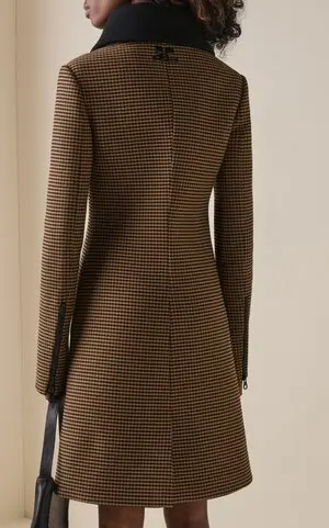 COURREGES High-collar Houndstooth Tailored Coat