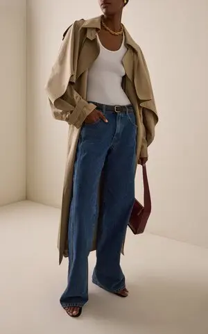 Balmain Belted Cotton-gabardine Long Trench Coat