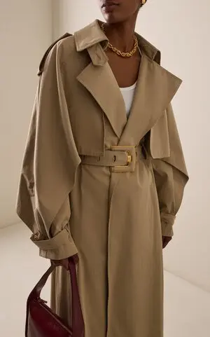 Balmain Belted Cotton-gabardine Long Trench Coat