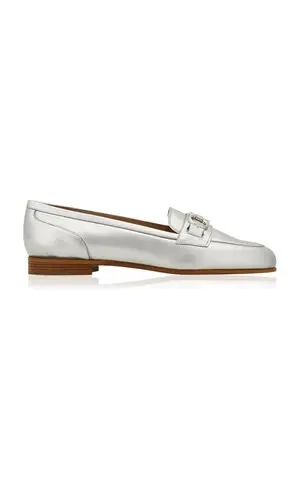 FERRAGAMO Bax Leather Loafers - Silver