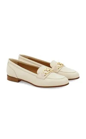 FERRAGAMO Bax Leather Loafers - White