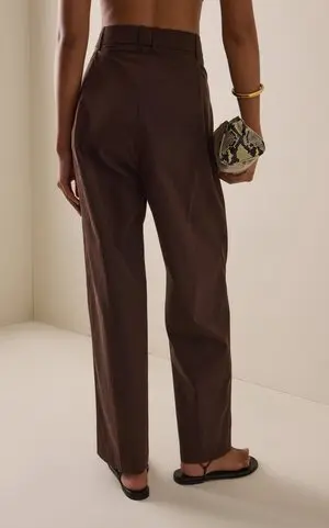 Co Cotton Twill Wide Leg Pleated Pants