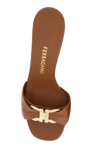FERRAGAMO Witty Leather Mules - Brown