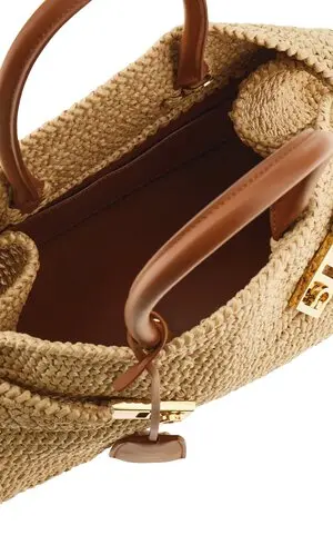 FERRAGAMO Hug Small Raffia Top Handle Bag