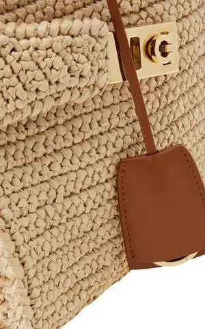 FERRAGAMO Hug Small Raffia Top Handle Bag