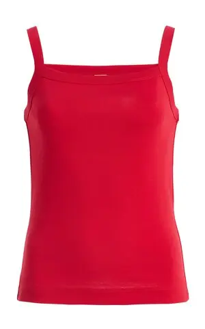 FLORE FLORE Cotton Square Neck Camisole Top - Red