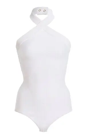 Balmain Glittered Compact Knit Bodysuit - White