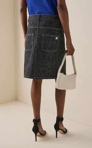 COURREGES Denim Tweed Pencil Skirt