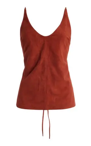ST. AGNI Suede Tie Top - Brown