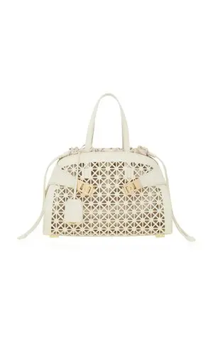 FERRAGAMO Hug Small Leather Top Handle Bag - White