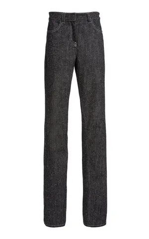 COURREGES Snap Denim Tweed Straight-leg Jeans - Blue
