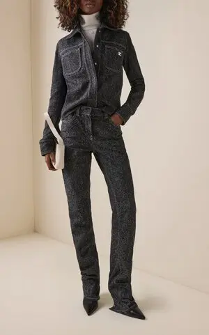 COURREGES Snap Denim Tweed Straight-leg Jeans