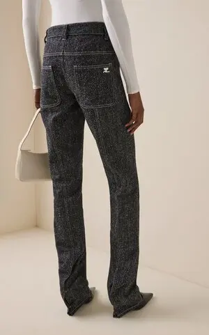 COURREGES Snap Denim Tweed Straight-leg Jeans