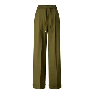 Bogner Elfy Virgin Wool Pleated Wide-leg Pants - Olive